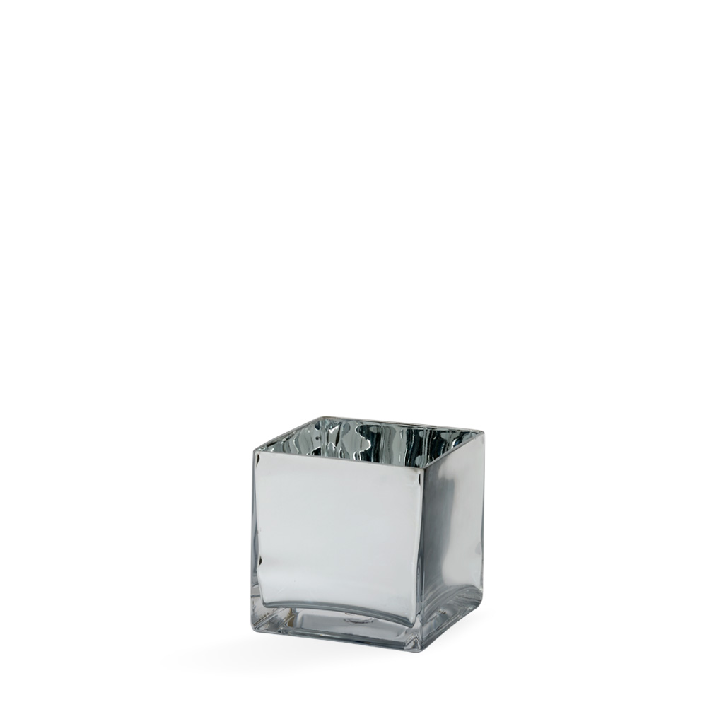 Glass 5.25" Silver Cube - Floral Supply Syndicate - Floral Gift Basket ...