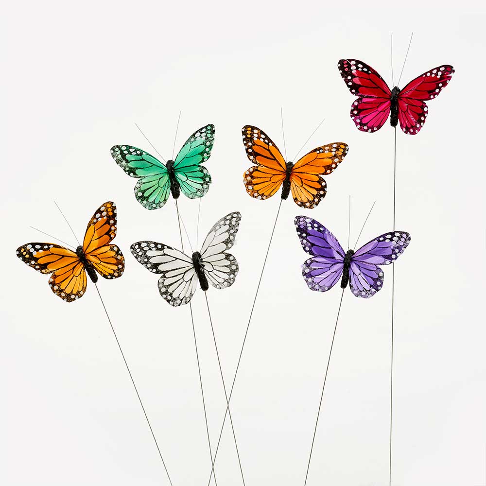 4" Assorted Butterflies/long Wire - Floral Supply Syndicate - Floral ...