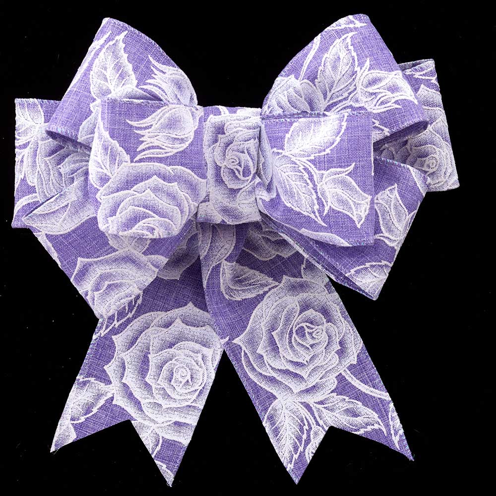 2 1/2" Wired Linen White Roses Ribbon - Floral Supply Syndicate ...